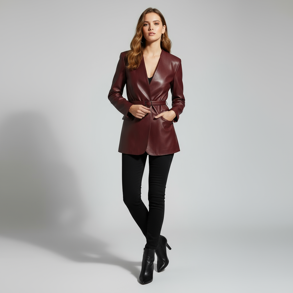 Harper Tailored Leather Wrap Blazer – Parker Hayes